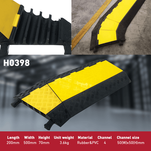 Heeve Heavy-Duty 4-Channel Rubber Cable Protector with Optional Bend ...