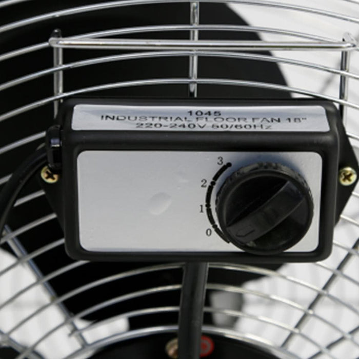 TradeQuip Steel-Cased Workshop Floor Fan 450mm 3-Speed — Ramp Champ