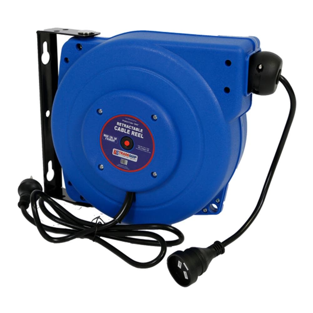 TradeQuip Wall-Mountable Retractable Power Cable Reel, 15m — Ramp Champ